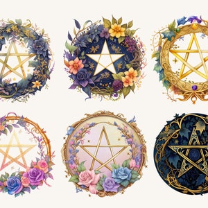 Watercolour Pentagram Clipart, Wiccan Png, Magic Clip Art, Mystical ...