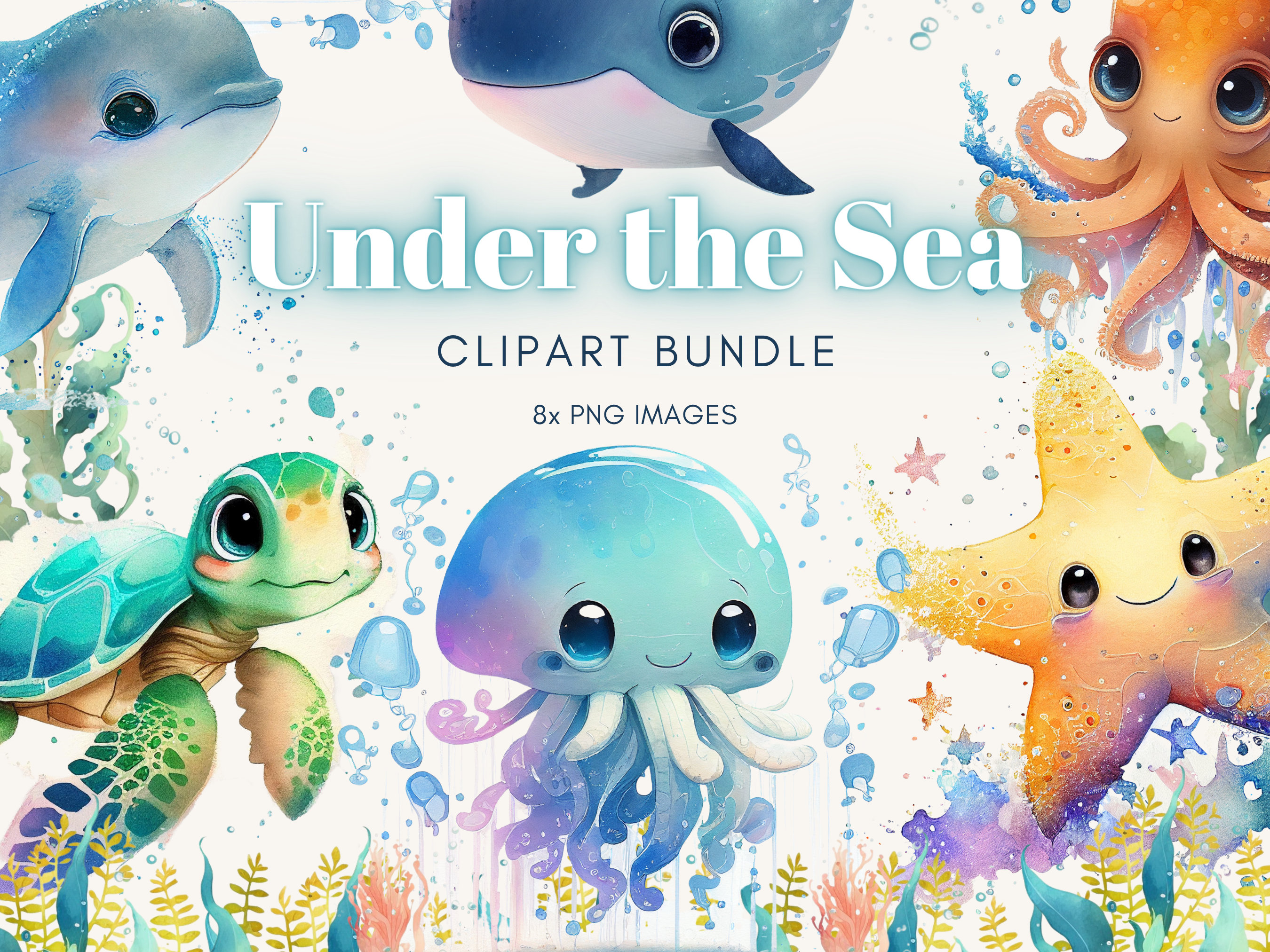 Fish Clipart Watercolor Fish Under the Sea Clip Art Dolphin - Etsy ...