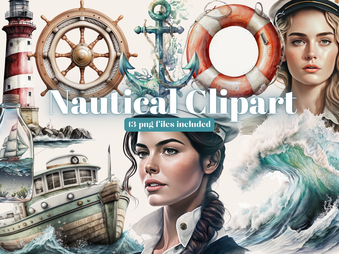 Nautical Watercolor Clipart, Marine Clipart, Ocean Sea Watercolor ...