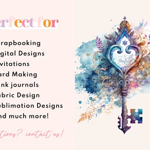 Watercolor Key Clipart, Vintage Clipart, Retro Clip Art, Boho, Old Key ...