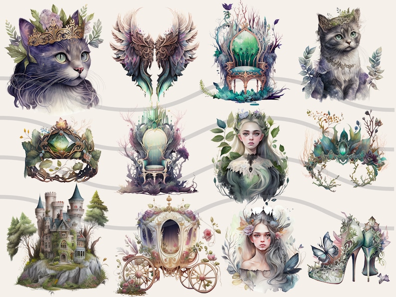 14 Nature Princess Pack PNG Beautiful Fairytale Clip Art - Etsy