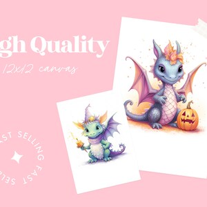 Cute Witchy Dragon Clipart, Watercolor Halloween Dragon PNG, Spooky ...