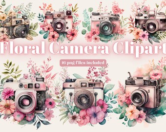 Camera Watercolor Camera Retro Camera Flowers & Cameras - Etsy Israel