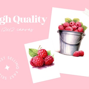 Watercolor Raspberry Delights Clipart - Digital PNG Raspberry Graphics ...