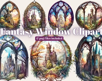 Fantasy Castle Window Watercolor Clipart, Whimsical Window, Fantasy ...