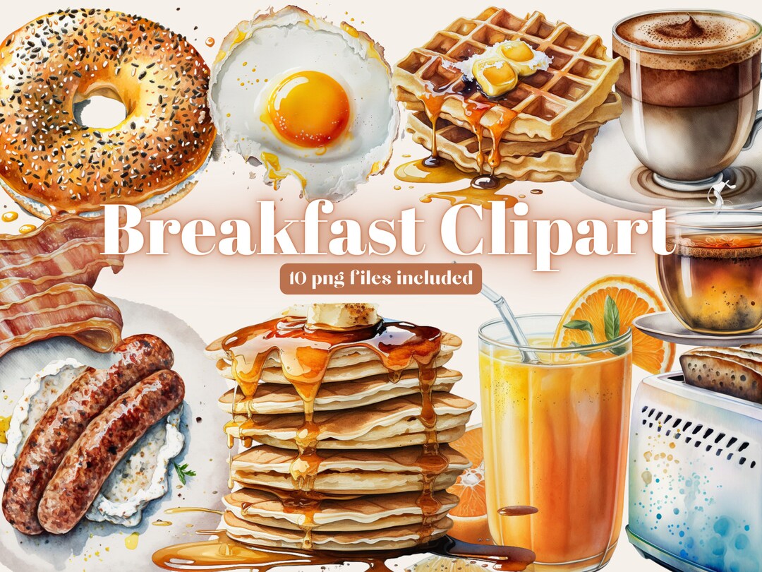 Watercolor Breakfast Clipart - Morning Download - Instant Download ...