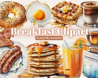 Watercolor Breakfast Clipart / Morning Download / Instant Download ...