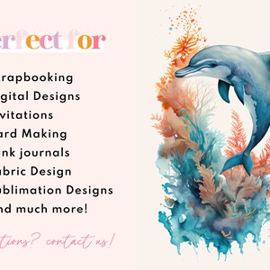 Fish Clipart, Watercolor Fish Under the Sea Clip Art, Dolphin Clipart ...