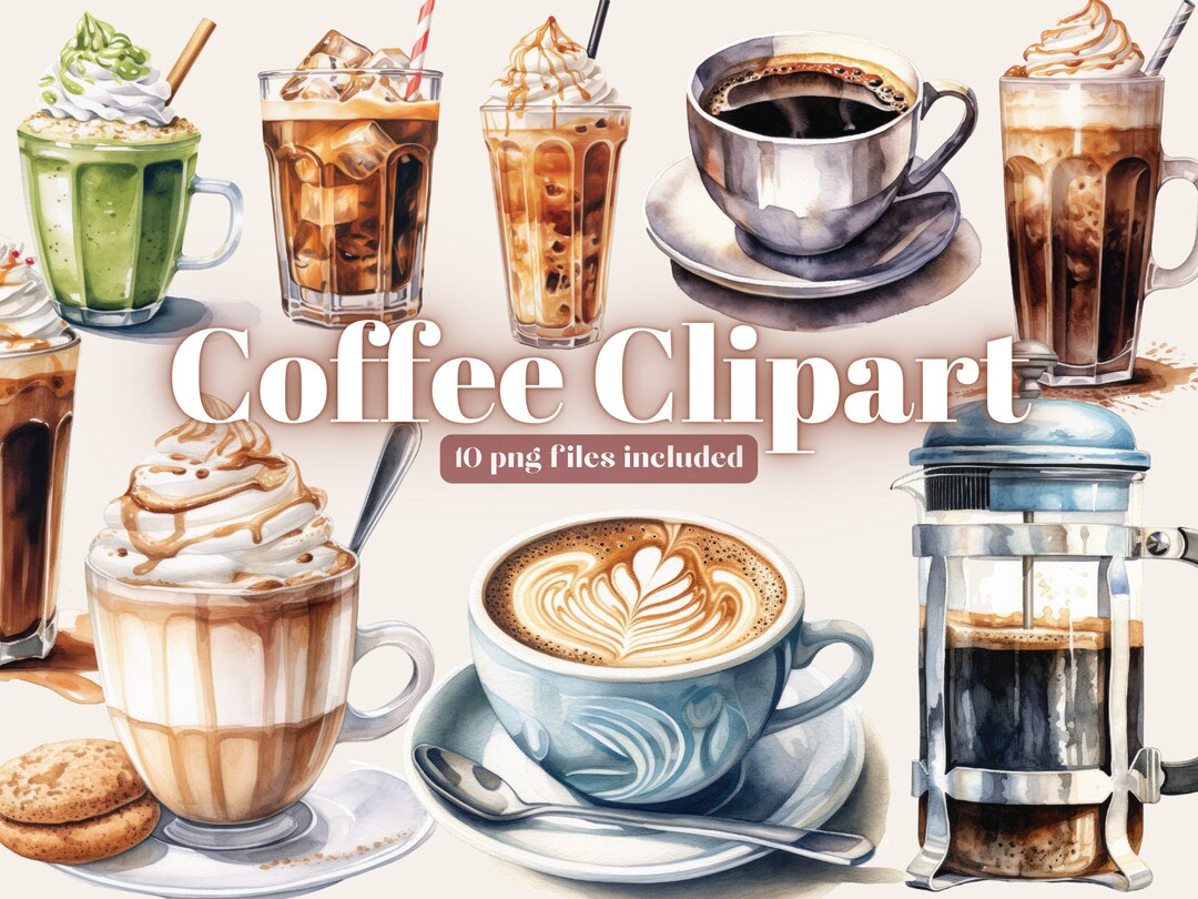 Coffee Clipart, Watercolor Coffee Cup Clipart, Food Clipart, Iced ...