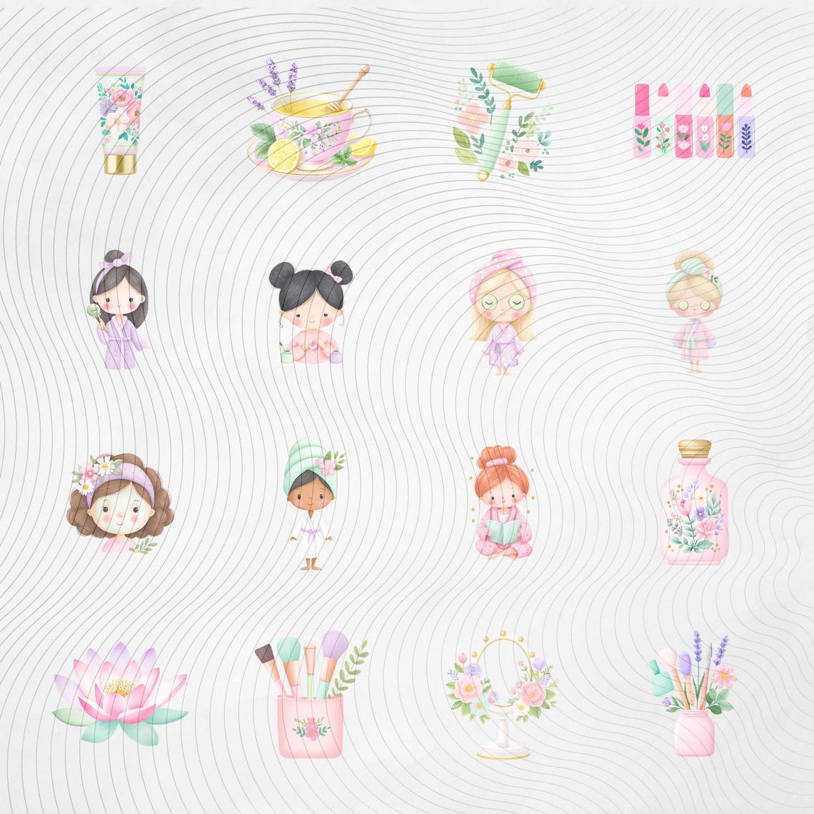 Spa Day Clipart, Cute Girls Spa Clipart, Spa Party Clipart, Beauty Spa ...