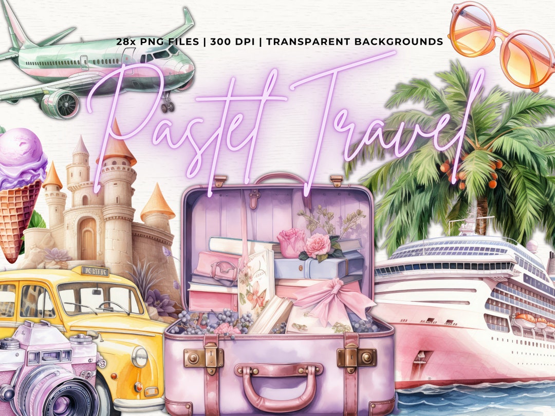 Watercolor Travel Clipart, 28 PNG World Travel, Travel Summer Clipart ...