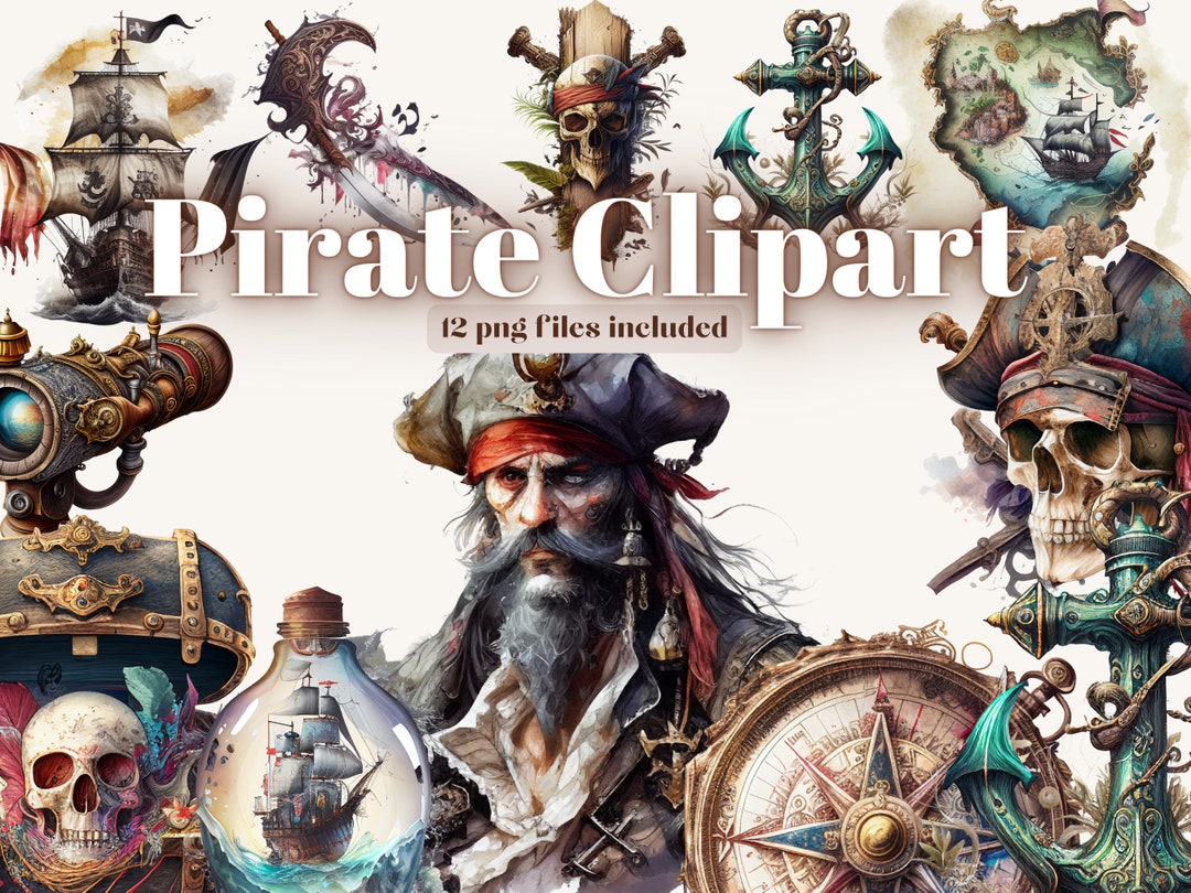 Watercolor Pirates Clipart - Buccaneers Download - Instant Download ...