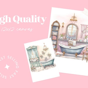 Cozy Pastel Bathroom Watercolor Clipart, Bathroom Interior, Favourite ...