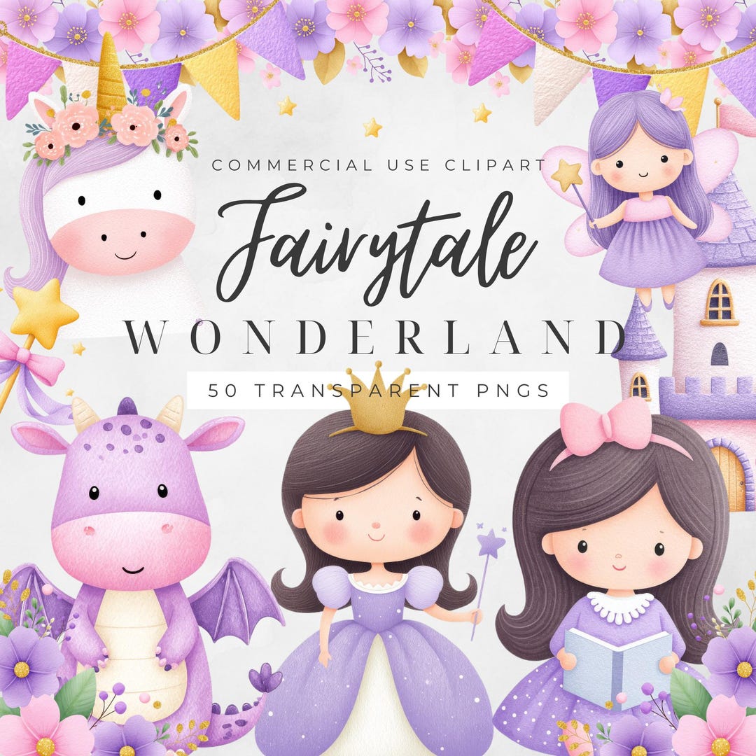 Fairytale Clipart PNG, Princess Graphics Commercial Use, 50 Magical ...