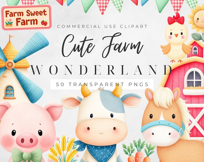 20 Vintage Farm Animals Clipart Pack INSTANT DOWNLOAD 20 Farm ...