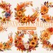 Autumn Wreath Clipart Fall Wreath Clipart Fall Floral Wreath Flowers ...