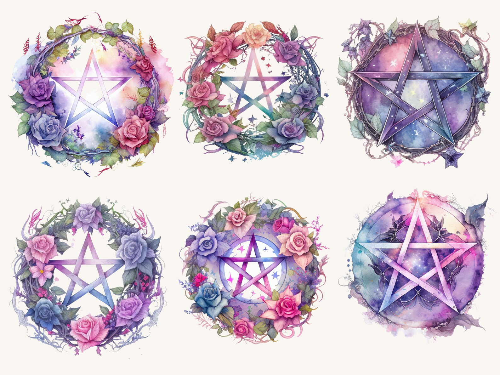 Watercolour Pentagram Clipart, Wiccan Png, Magic Clip Art, Mystical ...