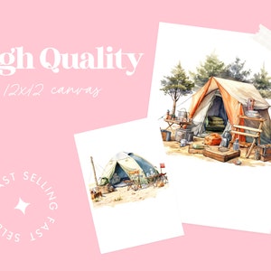 Summer Camping Watercolor Clipart Bundle, Transparent PNG, Travel ...