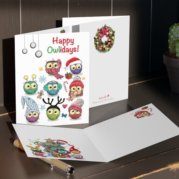 Owl Christmas Card - Etsy
