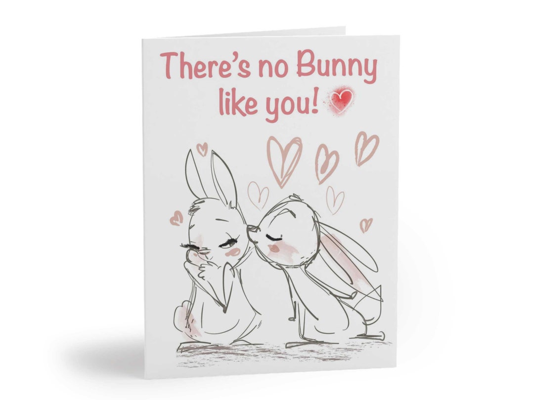 Bunny Rabbit Valentine Love Card Cute Bunny Anniversary Card With ...