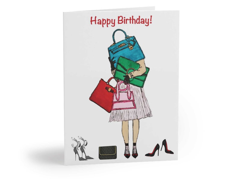 Fashion Birthday Card Handbag Shoe Greeting Card | Cute Pretty ...