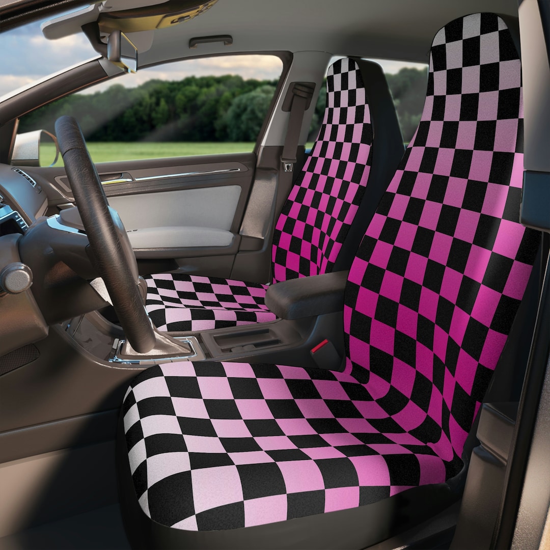Car Seat Covers for Vehicle, Checkered Seat Cover, Pink Seat Covers ...