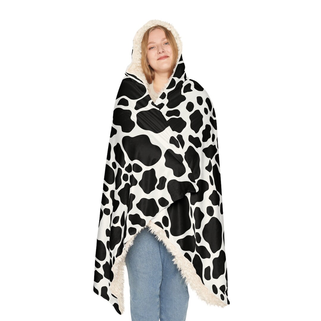 Cow Print Sherpa Blanket, Cow Skin Pattern Blankets, Sherpa With Hood ...