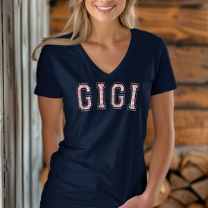 Gigi V-neck Tshirt, Gift for Gigi, V Neck Gigi Shirts, Floral Gigi ...