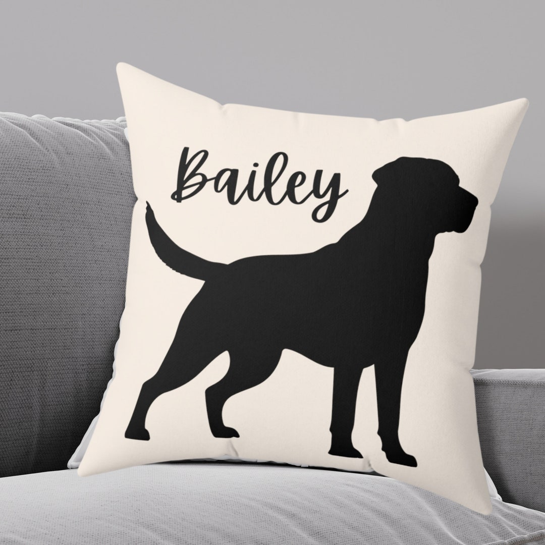 Custom Labrador Silhouette Pet Pillow, Personalized Black Lab Pillows ...
