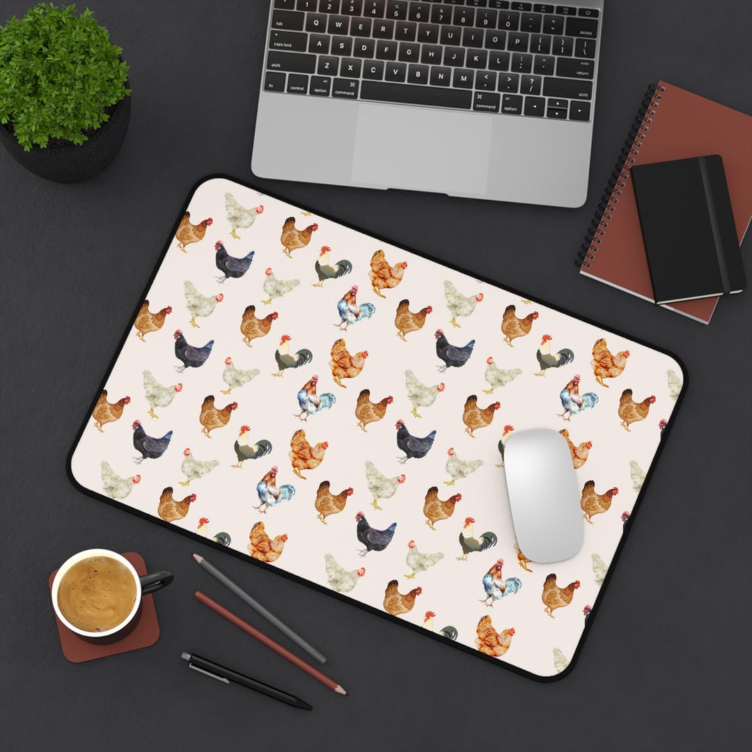 Chicken Lover Desk Mat, Chickens Computer Pad, Farmer Gifts Gaming Pad ...
