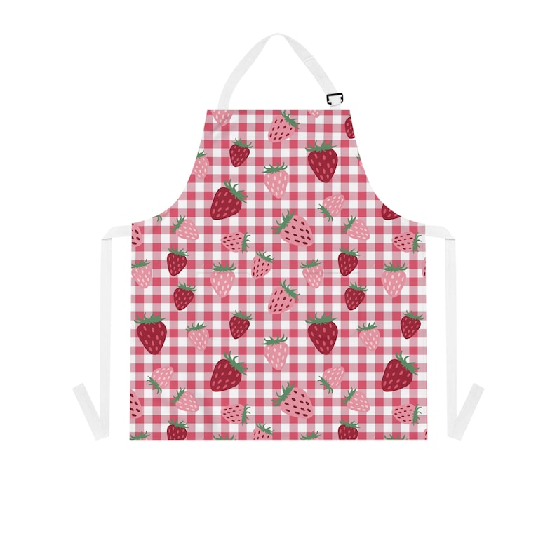 Strawberry Checkered Apron, Aprons for Women, Gift for Baker, Berry ...