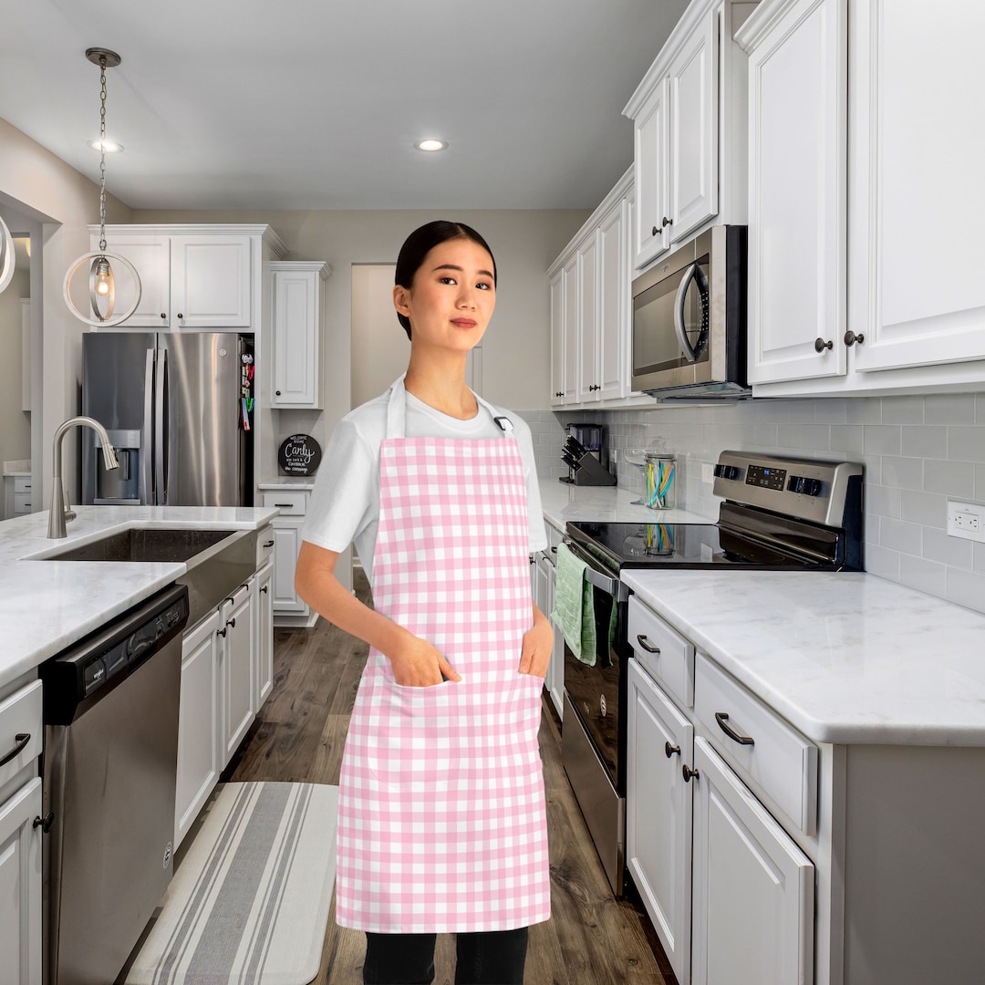 Fun Apron for Women With Pockets, Pink Gingham Apron, Apron for Mama ...