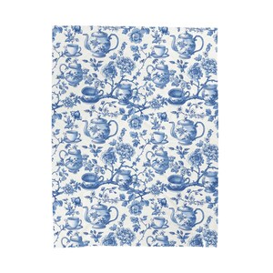 Blue Toile Chinoiserie Tea Party Blanket, Best Friend Gifts, Gift for ...