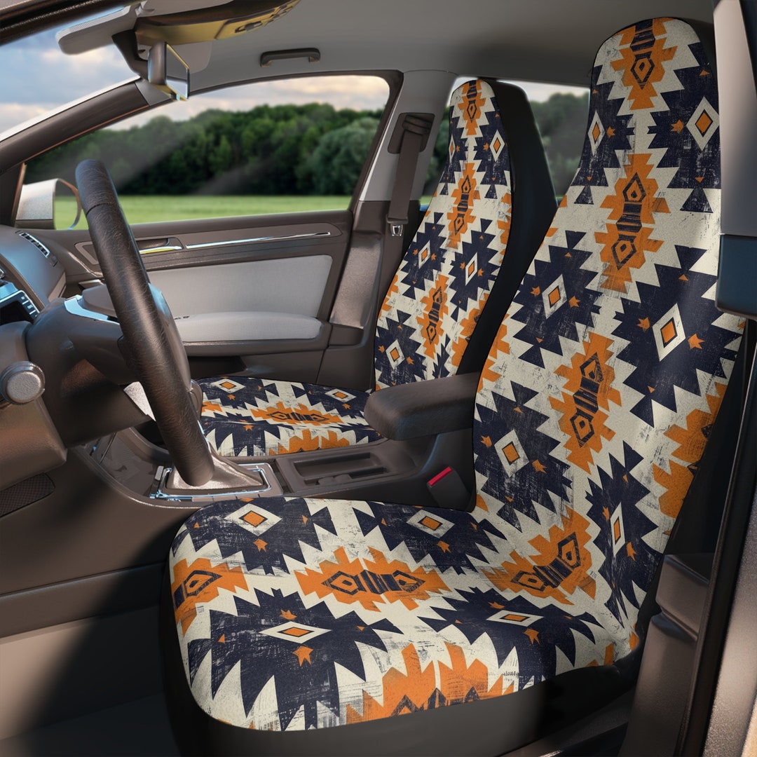Aztec Car Seat Covers for Vehicle, Orange and Blue, Seat Cover ...