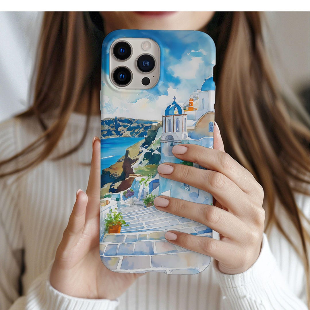 Santorini iPhone 16 Case, Preppy Phone Covers, Bestie Phone Gift for Greek Traveler, iPhone 16 ...