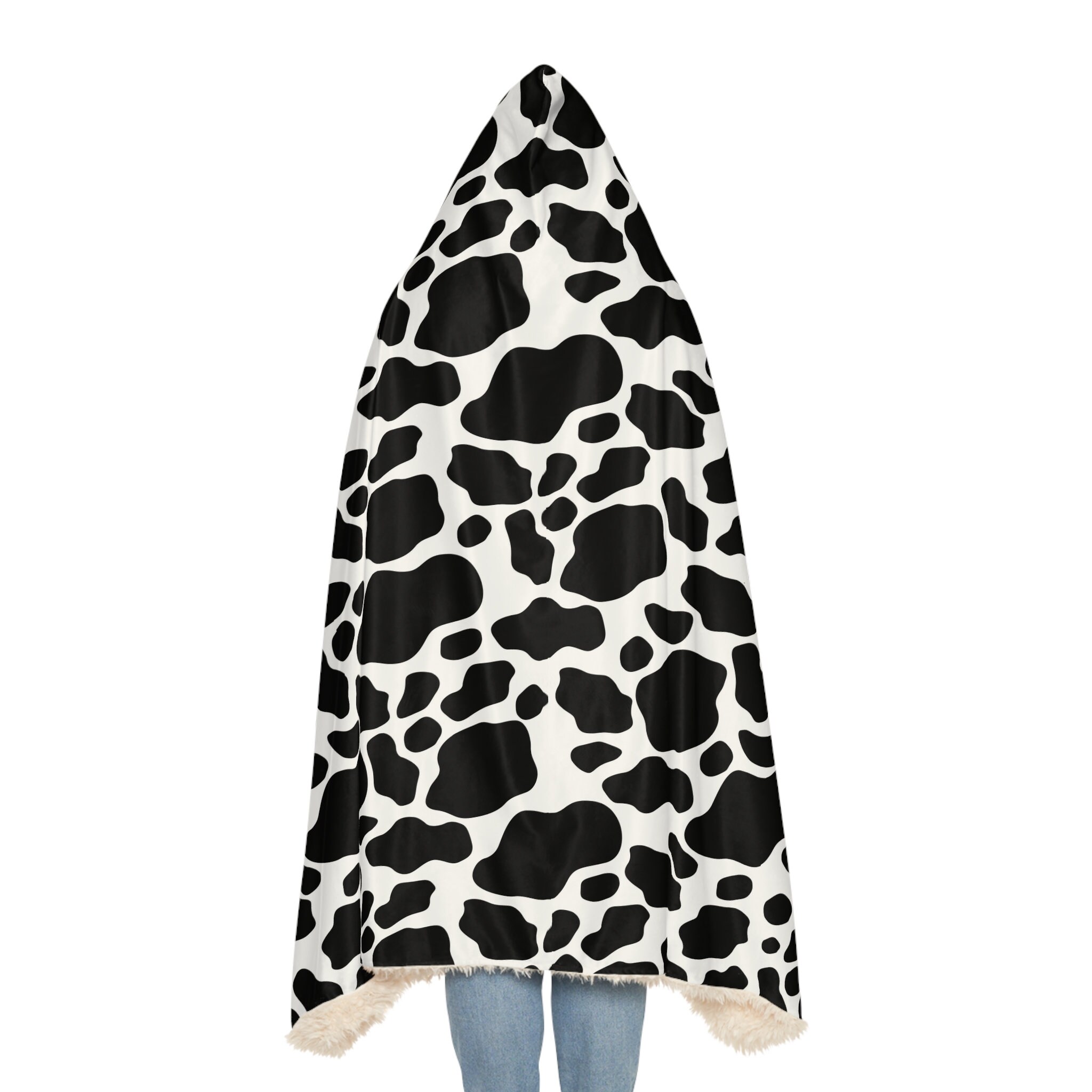 Cow Print Sherpa Blanket, Cow Skin Pattern Blankets, Sherpa With Hood ...