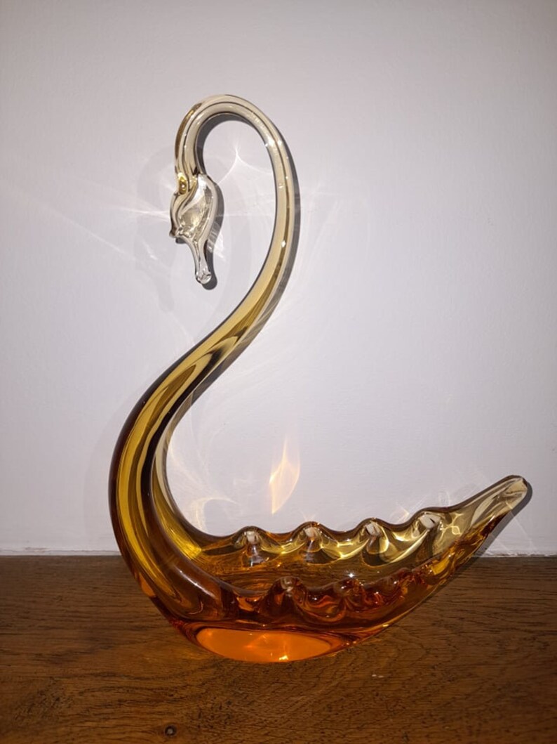 Whitefriars Amber Swan Dish - Etsy