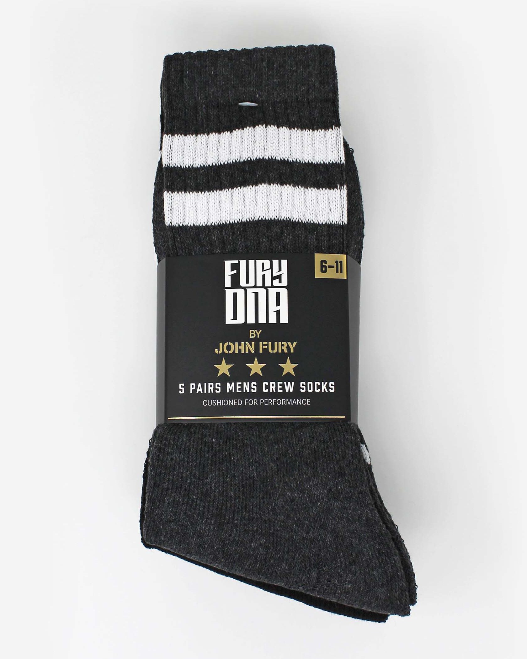 Fury DNA 5pk Men's Crew Socks Black White and Grey - Etsy UK