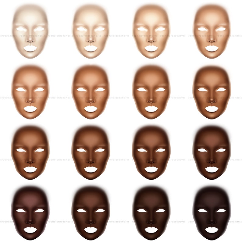 Face Chart Skin Bases (36 Colours) | Photoshop, Procreate, Krita, Clip ...