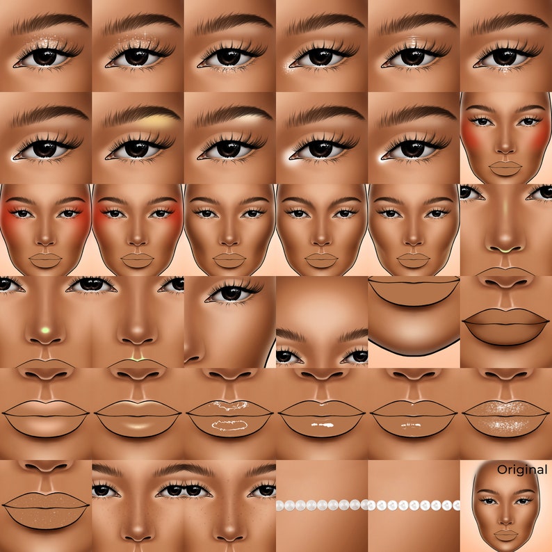 Face Chart 35-piece Gloss & Glow Stamp Brush Pack | Photoshop ...