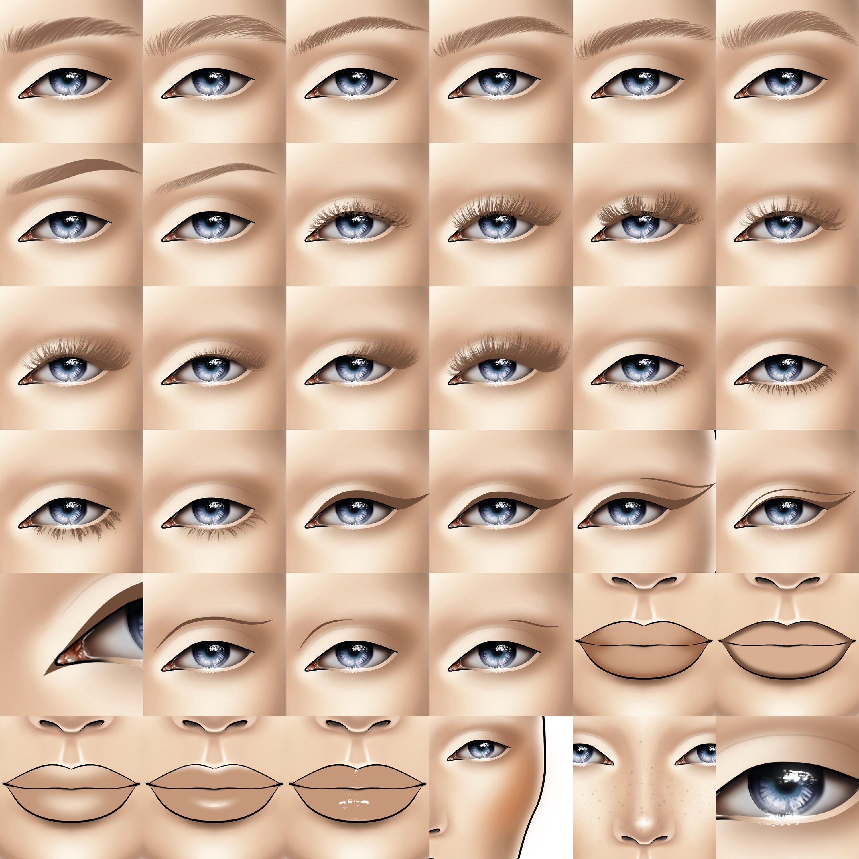 Face Chart 36-piece Starter Stamp Brush Pack | Photoshop, Procreate ...