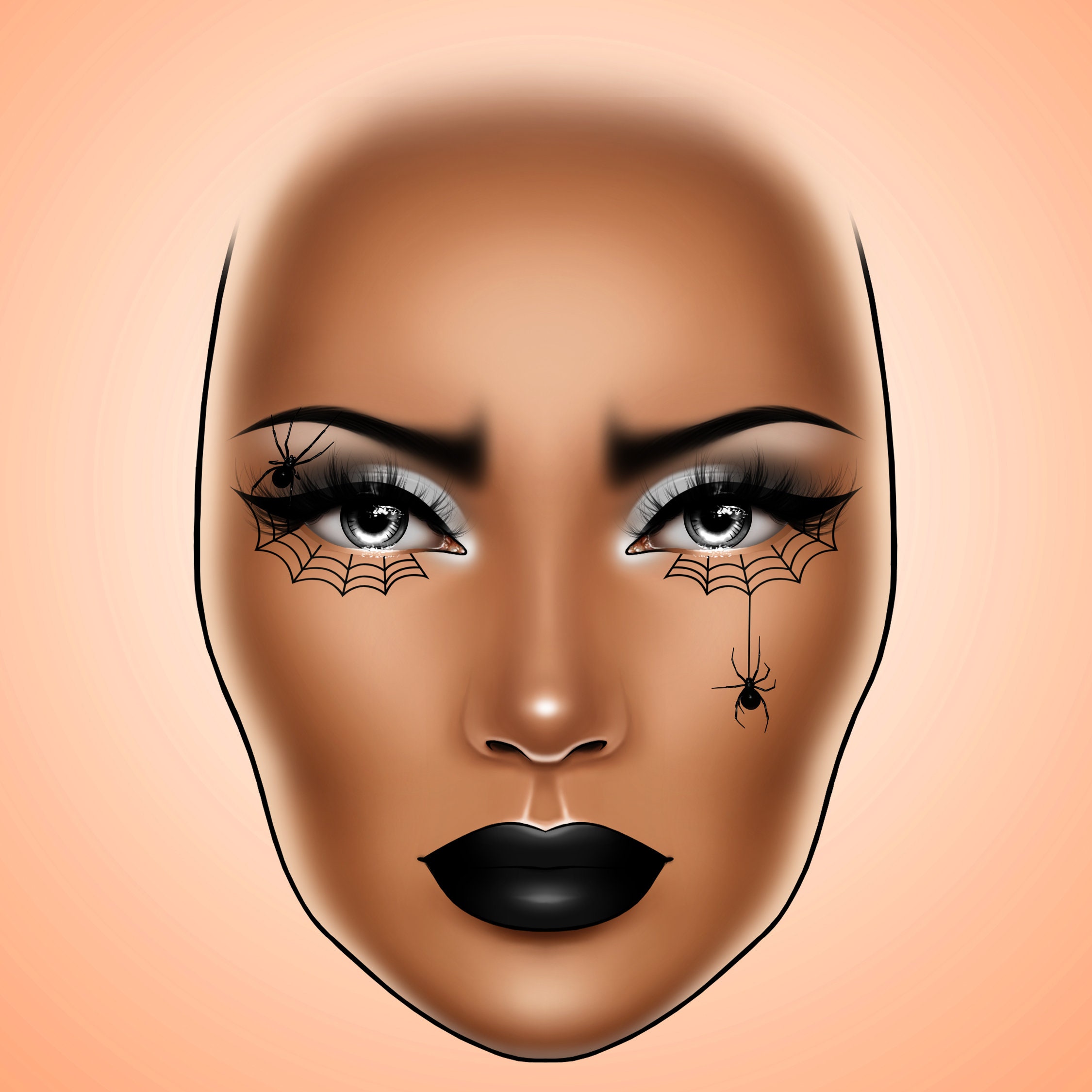 Face Chart 56-piece Halloween Stamp Brush Pack | Photoshop, Procreate ...