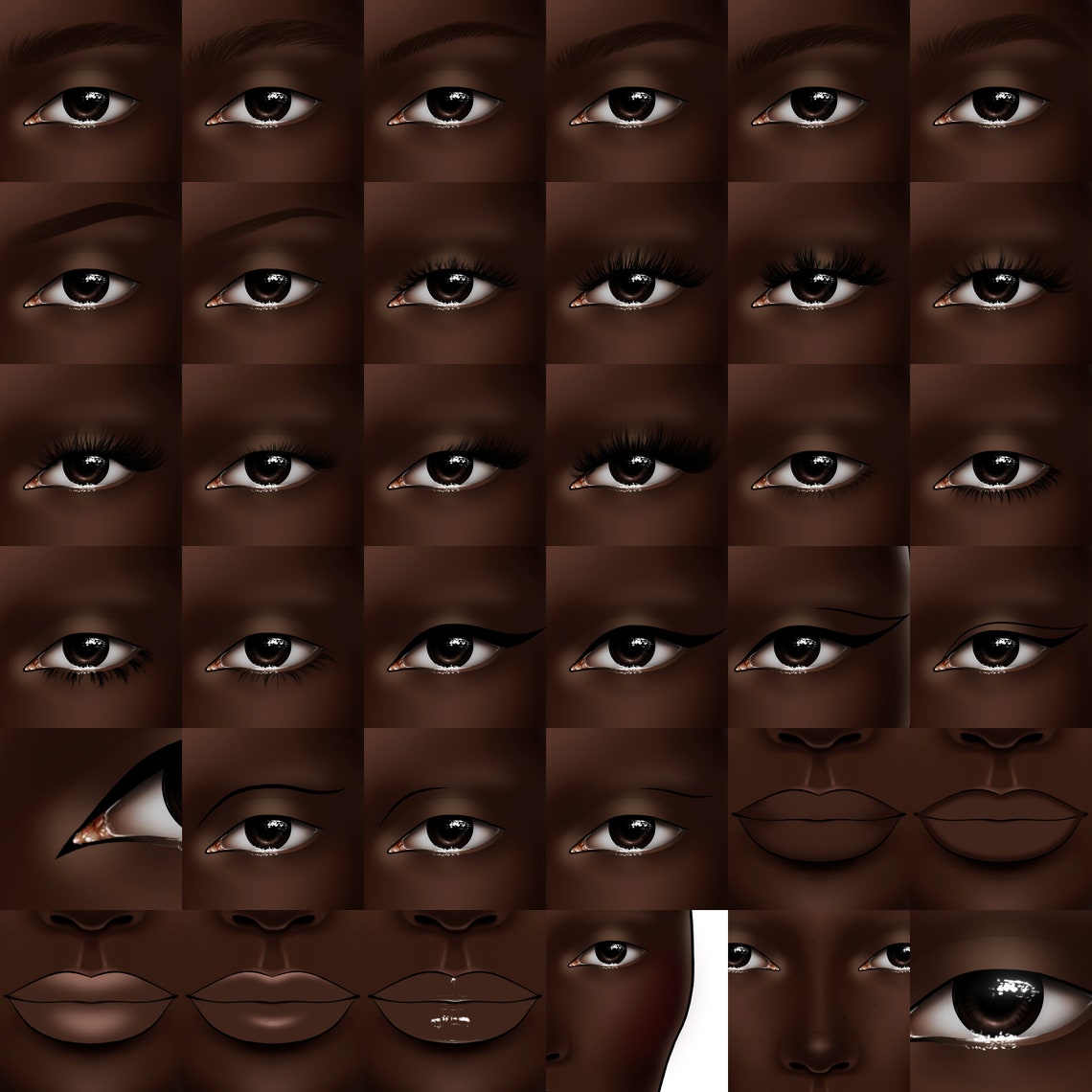 Face Chart 36-piece Starter Stamp Brush Pack | Photoshop, Procreate ...