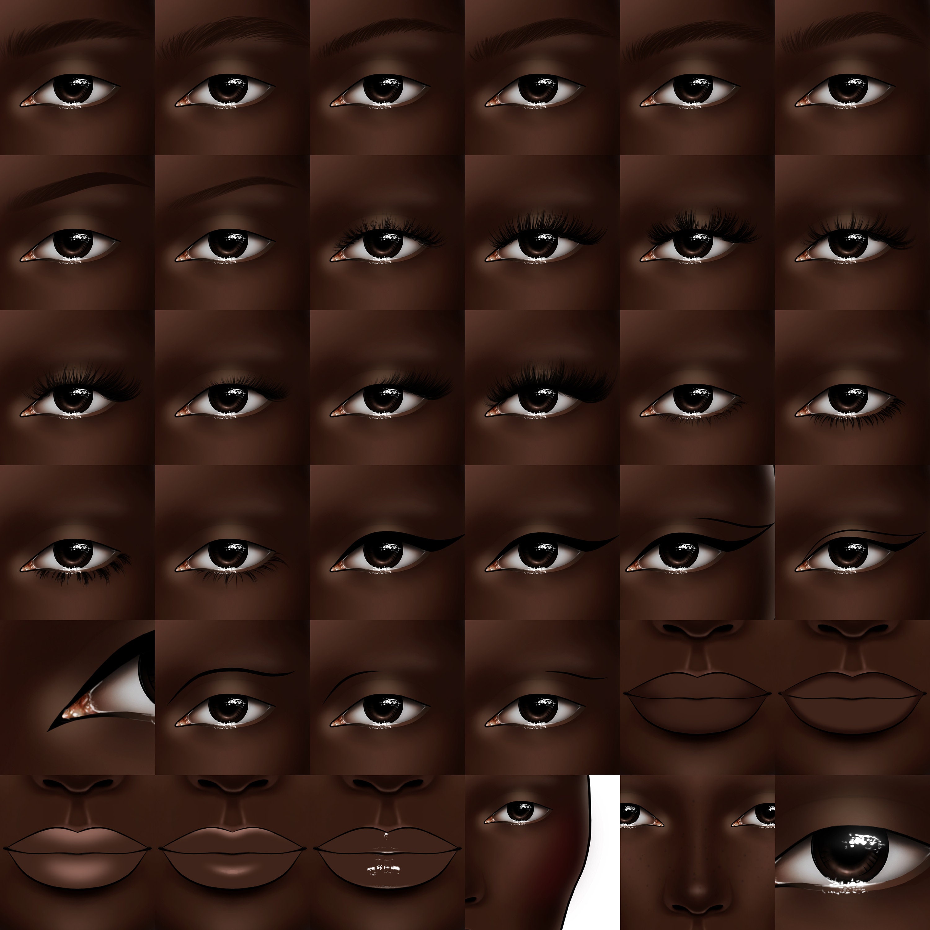 Face Chart 36-piece Starter Stamp Brush Pack | Photoshop, Procreate ...