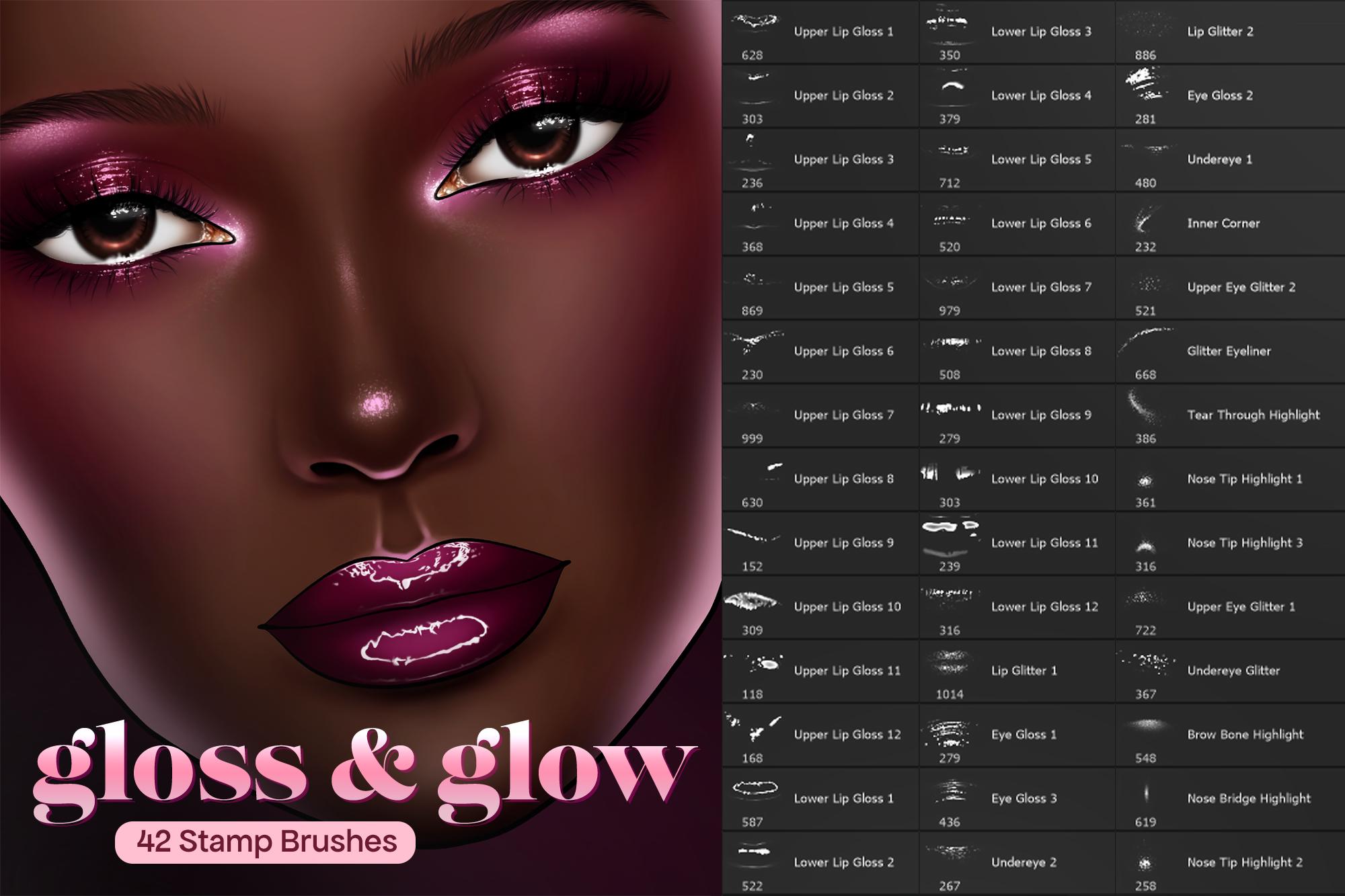 42 Gloss, Glitter & Glow Stamp Brush Pack | Photoshop, Procreate ...