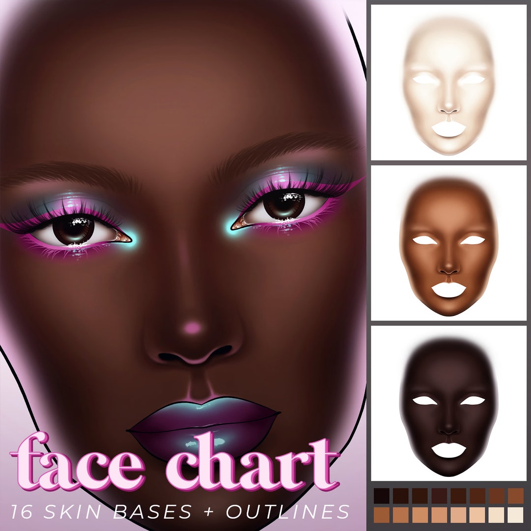 Face Chart Skin Bases (16 Colours) | Photoshop, Procreate, Krita, Clip ...
