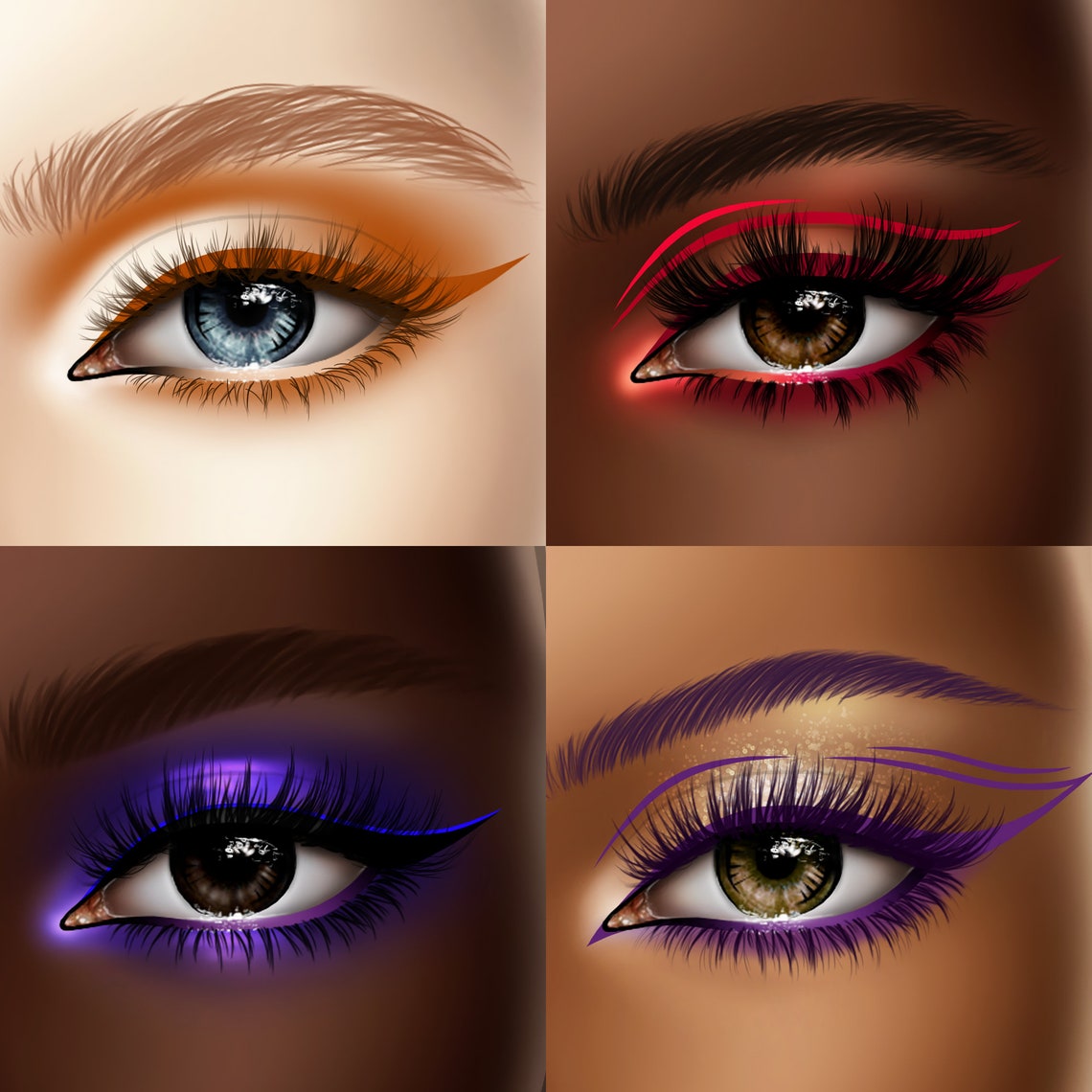 Face Chart 36-piece Starter Stamp Brush Pack | Photoshop, Procreate ...