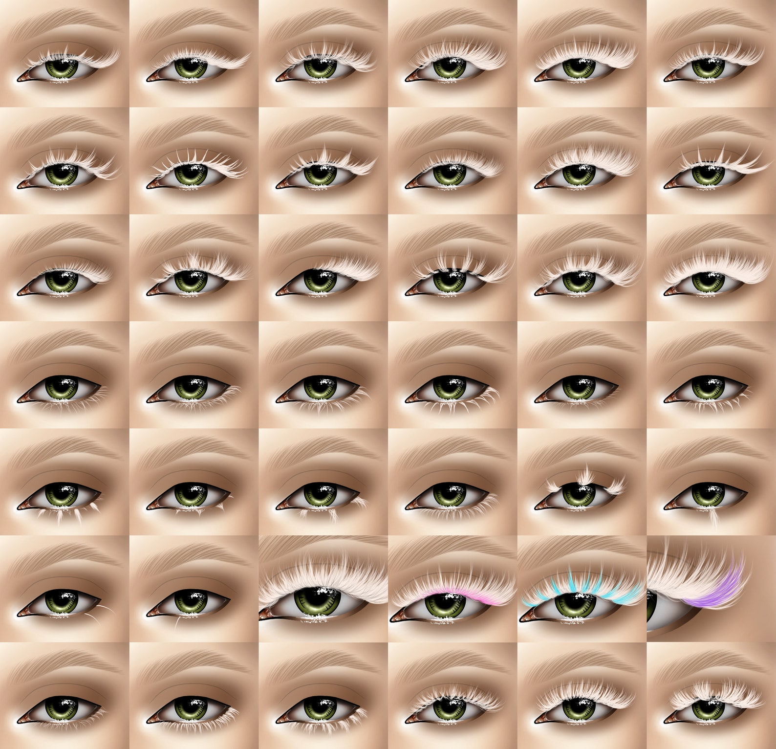 Face Chart 42-piece Eyelash Stamp Brush Pack | Photoshop, Procreate, Krita, Clip Studio Paint - Etsy