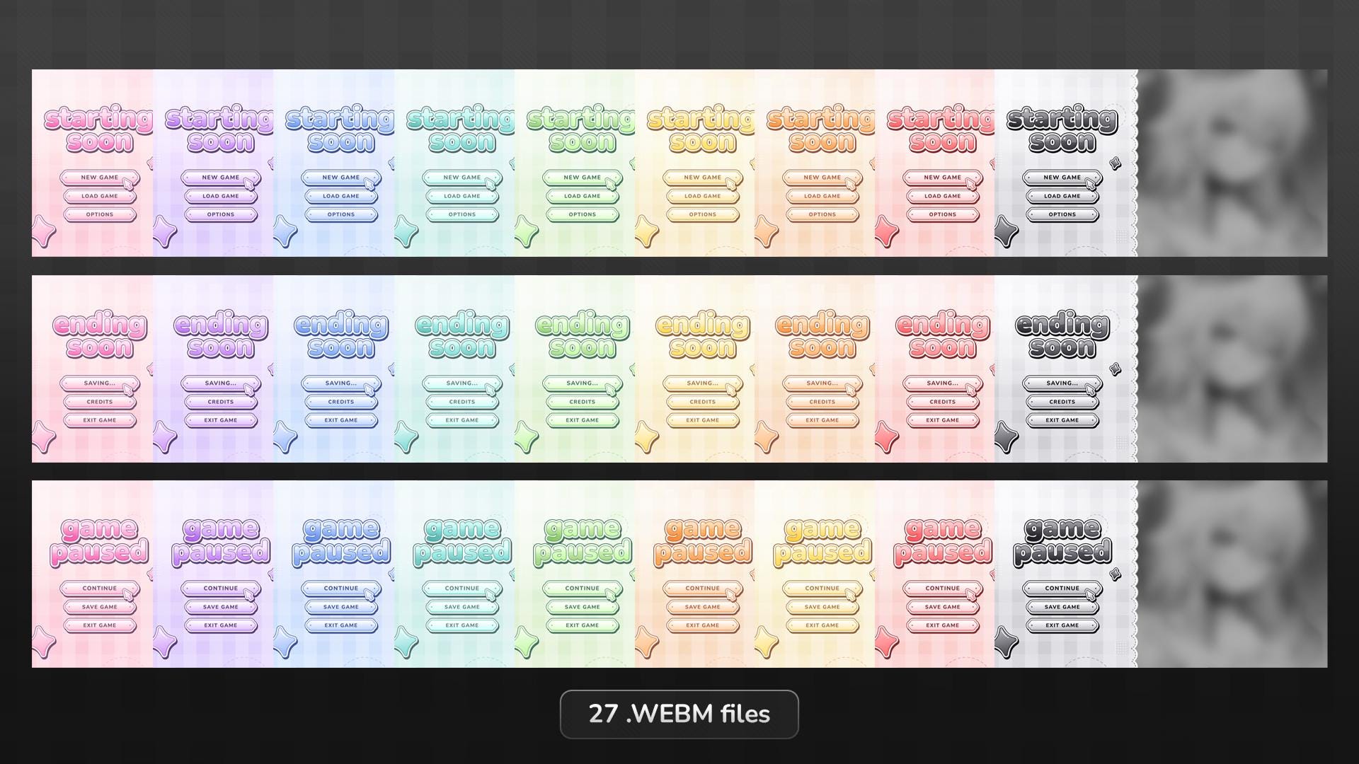 Game Menu Animated Status Screen Stream Overlays V1 - Gingham (9 ...