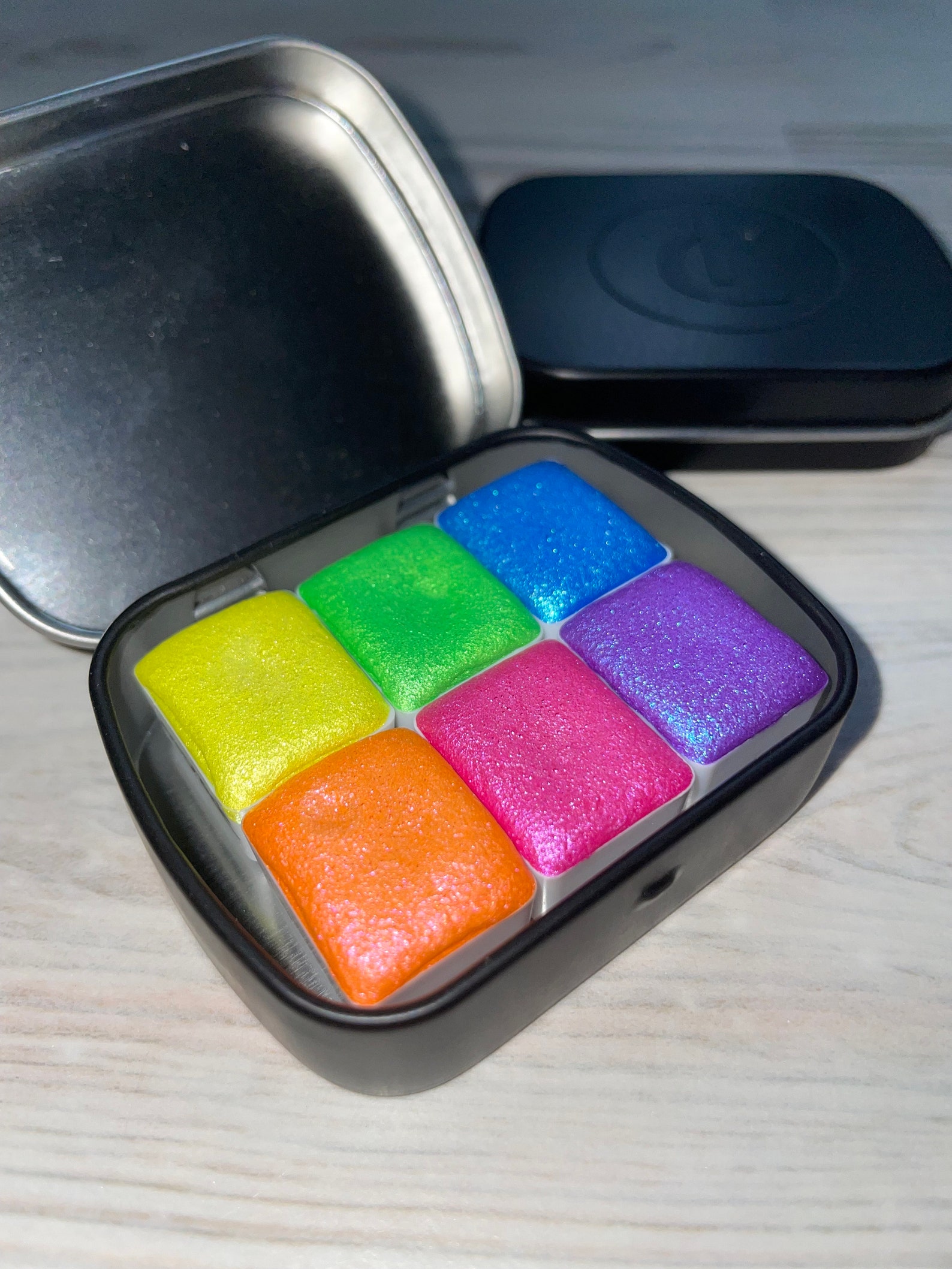 Watercolor Paint Metallic Neon Colorshift – Handmade Vegan Half and ...